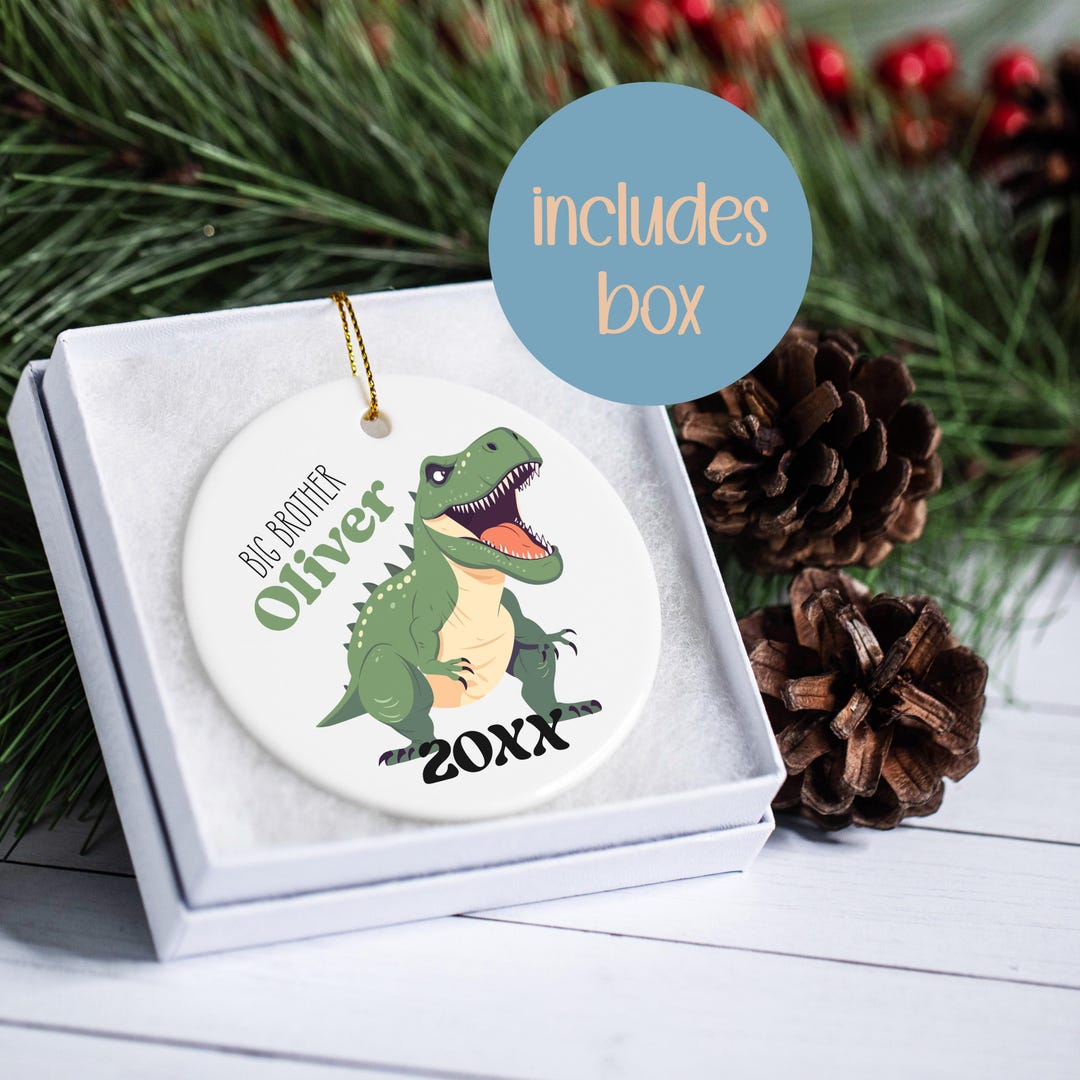 Personalized Dino-mite Christmas 20XX Dinosaur Ornament Big Brother ...