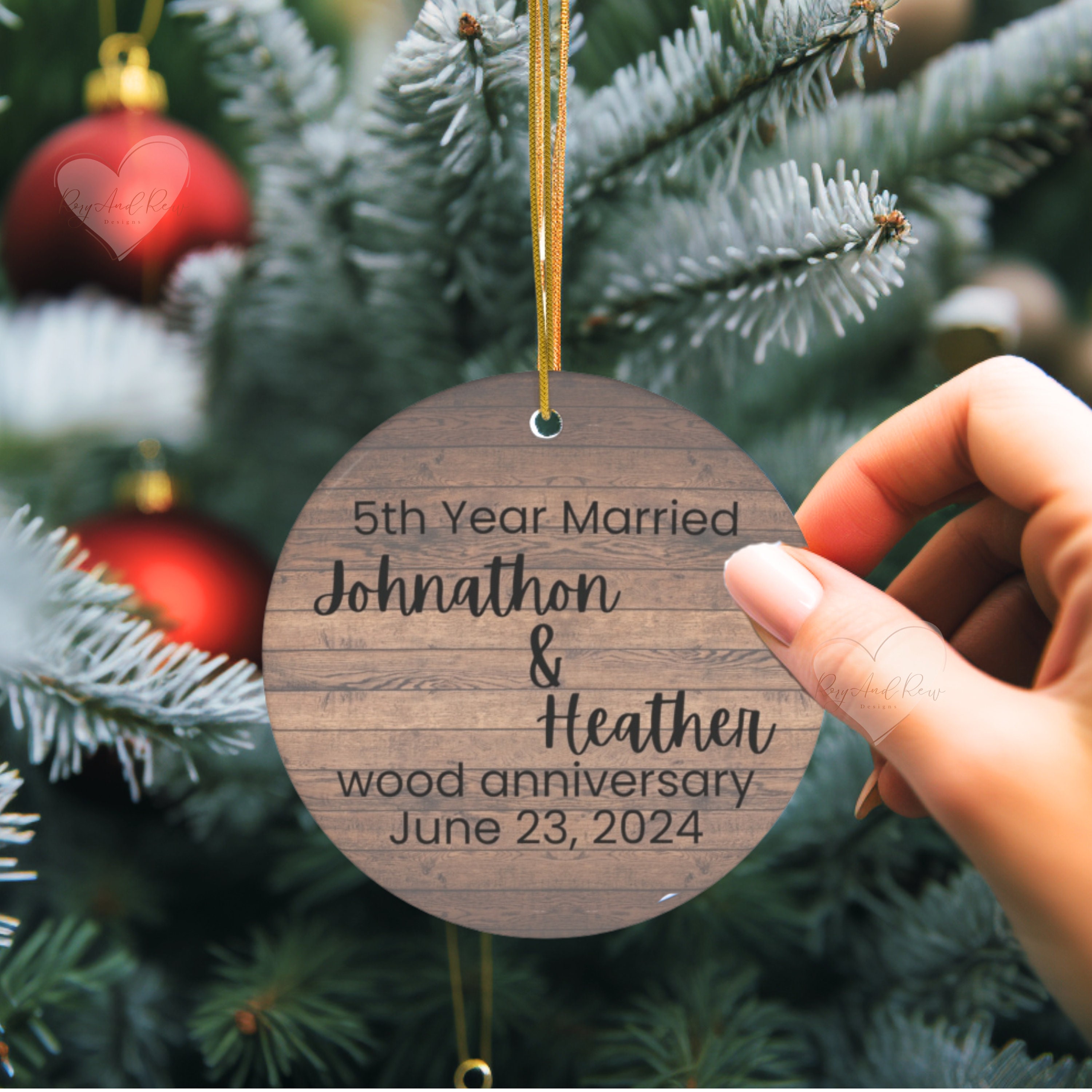 Personalized 5th Wedding Anniversary Ornament 2024 Christmas Ornament ...