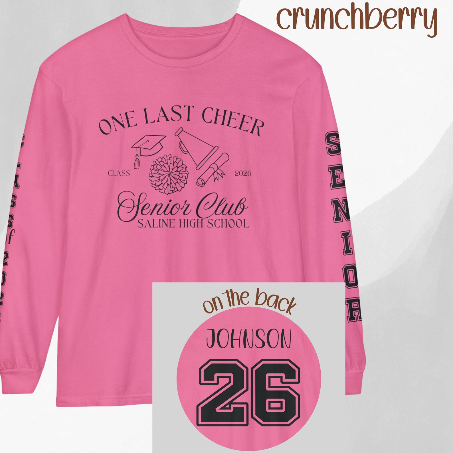 Personalized Back, Senior Class of 2026 Comfort Colors® Long Sleeve ...