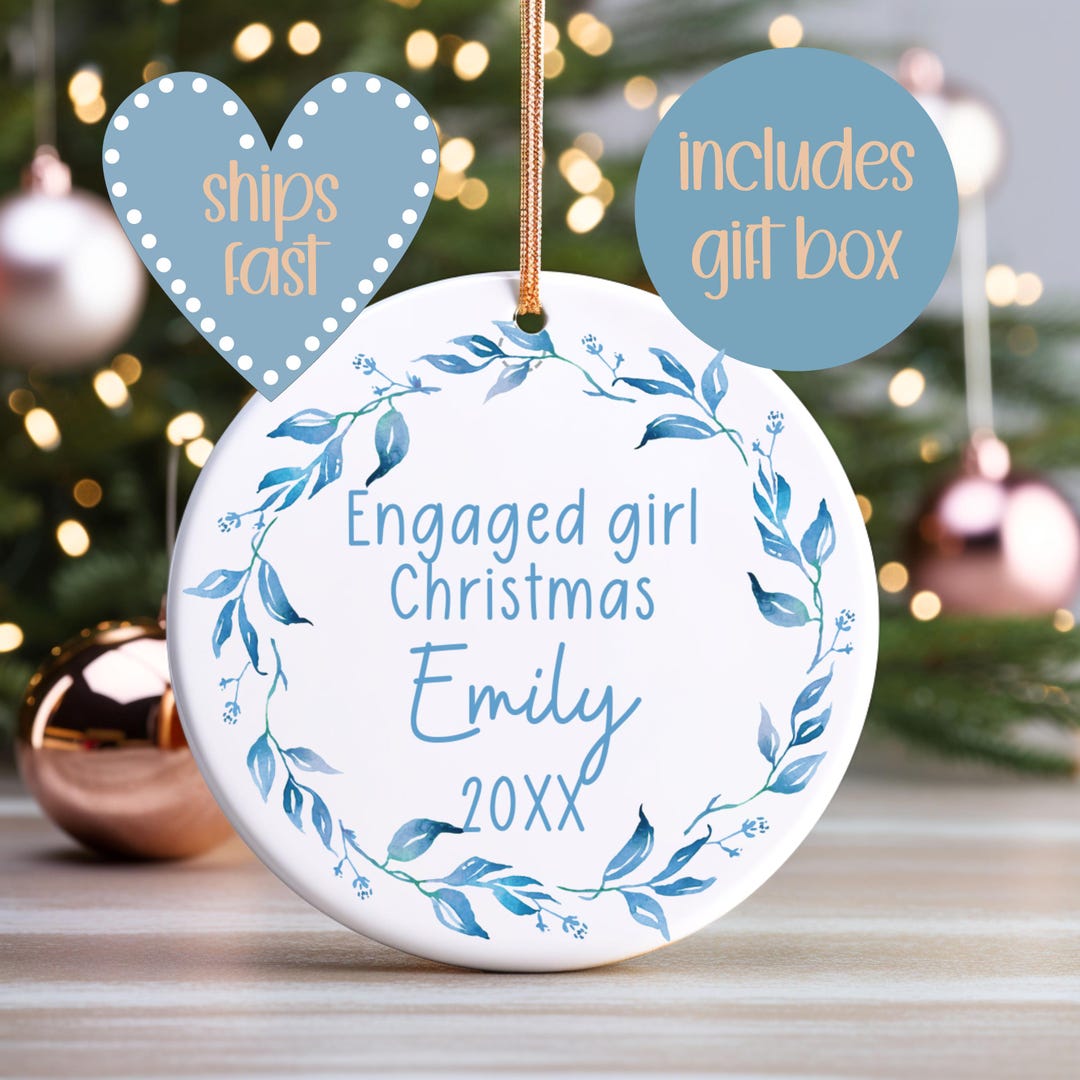 Personalized Bride to Be Ornament Gift for Wedding Blue Engaged Girl ...