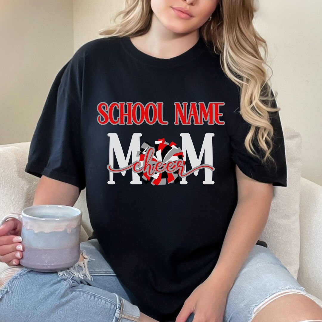CUSTOM School Name or Cheer Group Name Cheer MOM With Pom in Word Mom ...