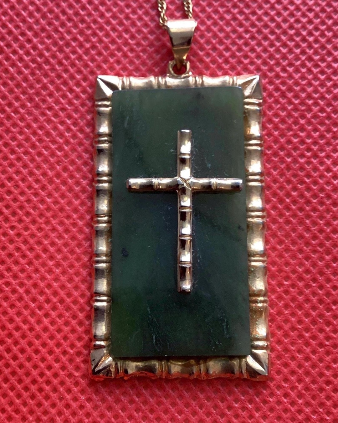 Jade Pendant With Cross on 18” Gold Filled Chain - Etsy