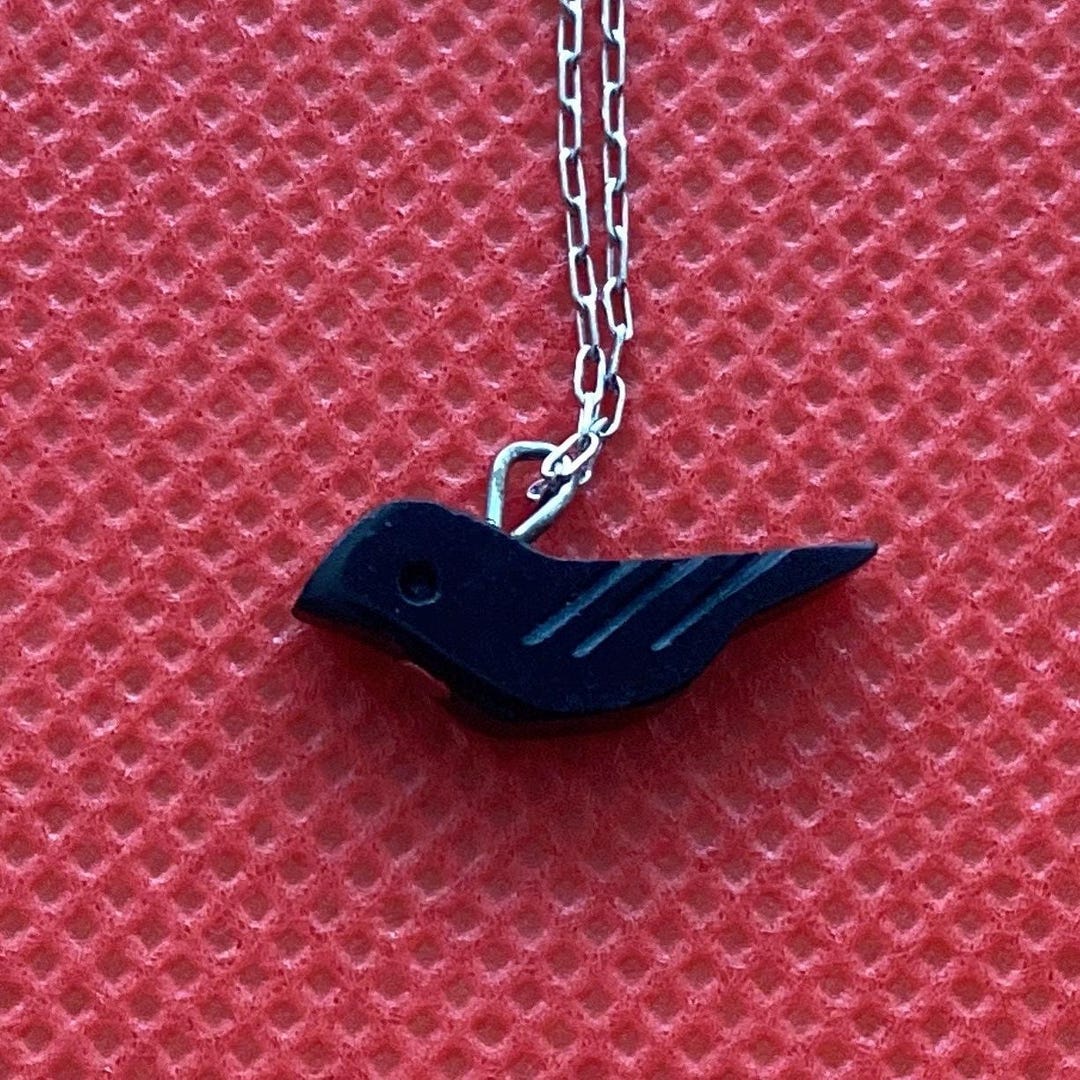 Vintage Hand-carved Black Onyx Bird Necklace - 1970s - Etsy
