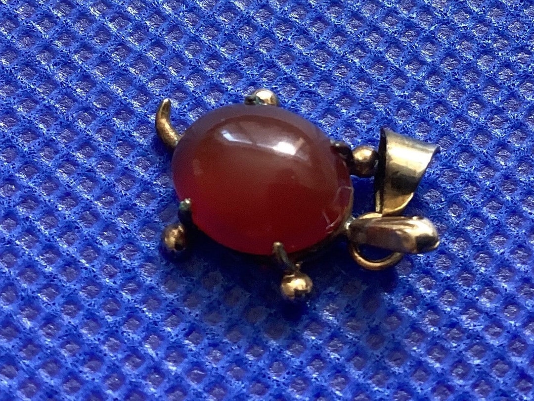 Vintage Gemstone Turtle Charms 1970s NOS Carnelian Jade Tiger's Eye - Etsy