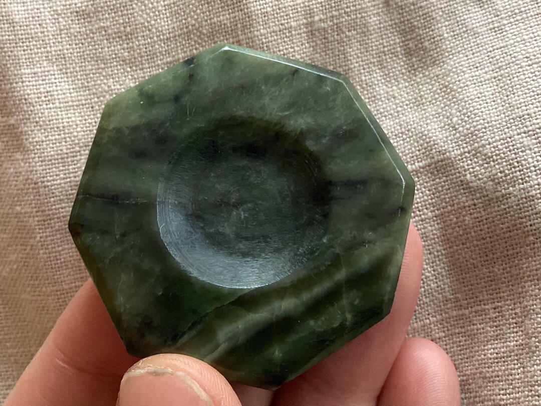 Jade Worry Stone Handcarved Octagon Vintage 1960s New Old Stock Lunar ...