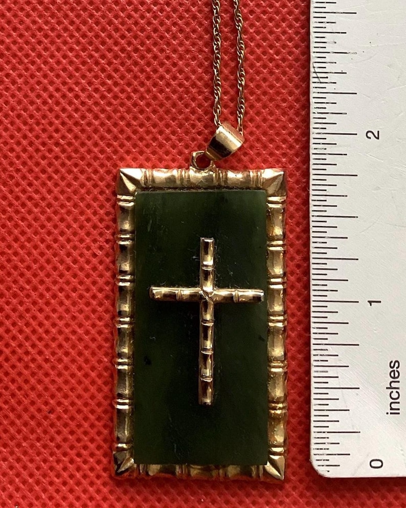 Jade Pendant With Cross on 18” Gold Filled Chain - Etsy