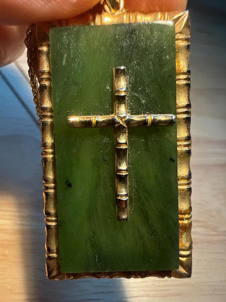 Jade Pendant With Cross on 18” Gold Filled Chain - Etsy