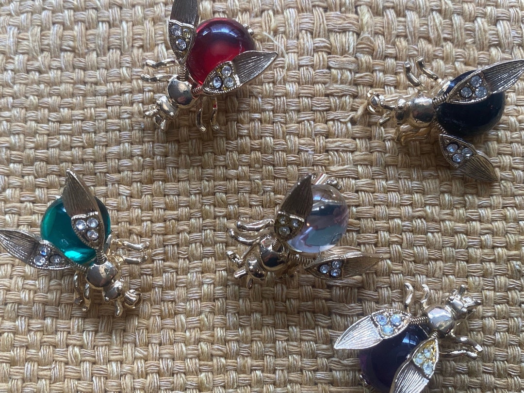 Vibrating Wing Insect Pin Brooch With Rhinestones, Vintage but New ...