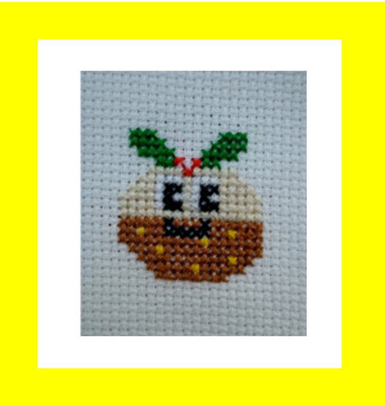 Fun Cross Stitch Pdf Pattern Festive Christmas Pudding With Smiley Face ...