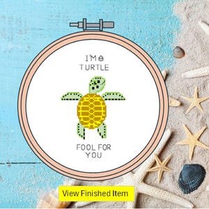 Turtle Fool Cross Stitch Pattern: Pun Sea Life Design (PDF Download - Etsy