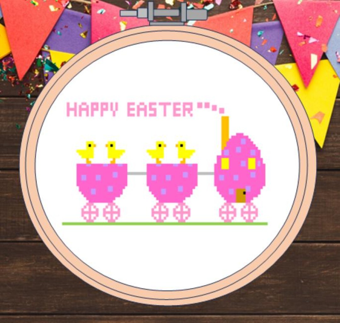 Easter Chick Train Cross Stitch Pattern: Beginner-friendly (digital PDF ...