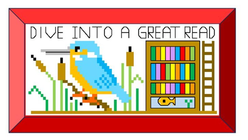 Kingfisher Cross Stitch Bookmark Pattern: Funny Bookcase (PDF Download ...
