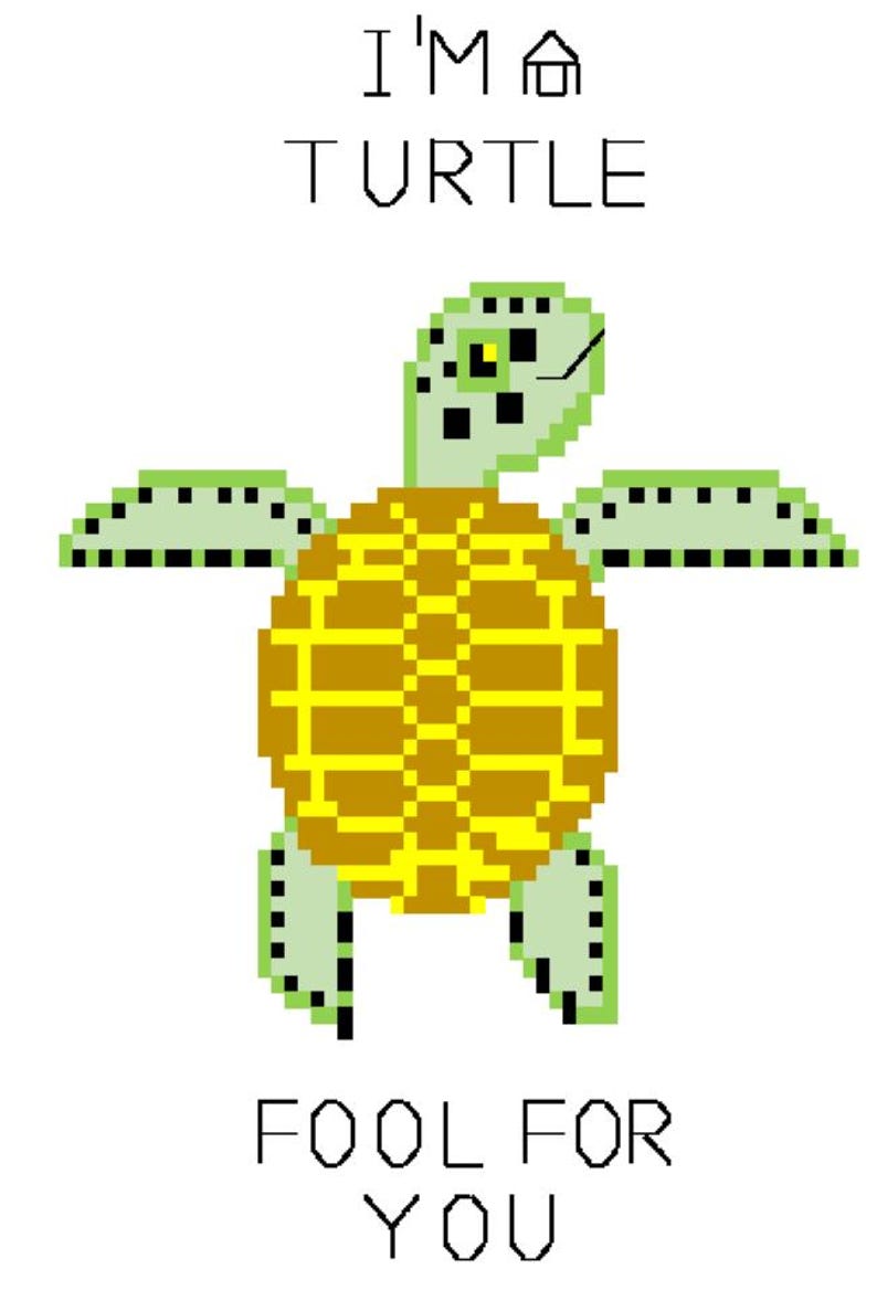 Turtle Fool Cross Stitch Pattern: Pun Sea Life Design (PDF Download - Etsy