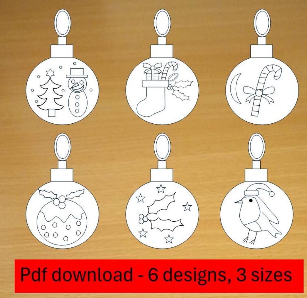 6 Designs Coloring Pages Baubles, Christmas Decoration, Bauble, Gift ...