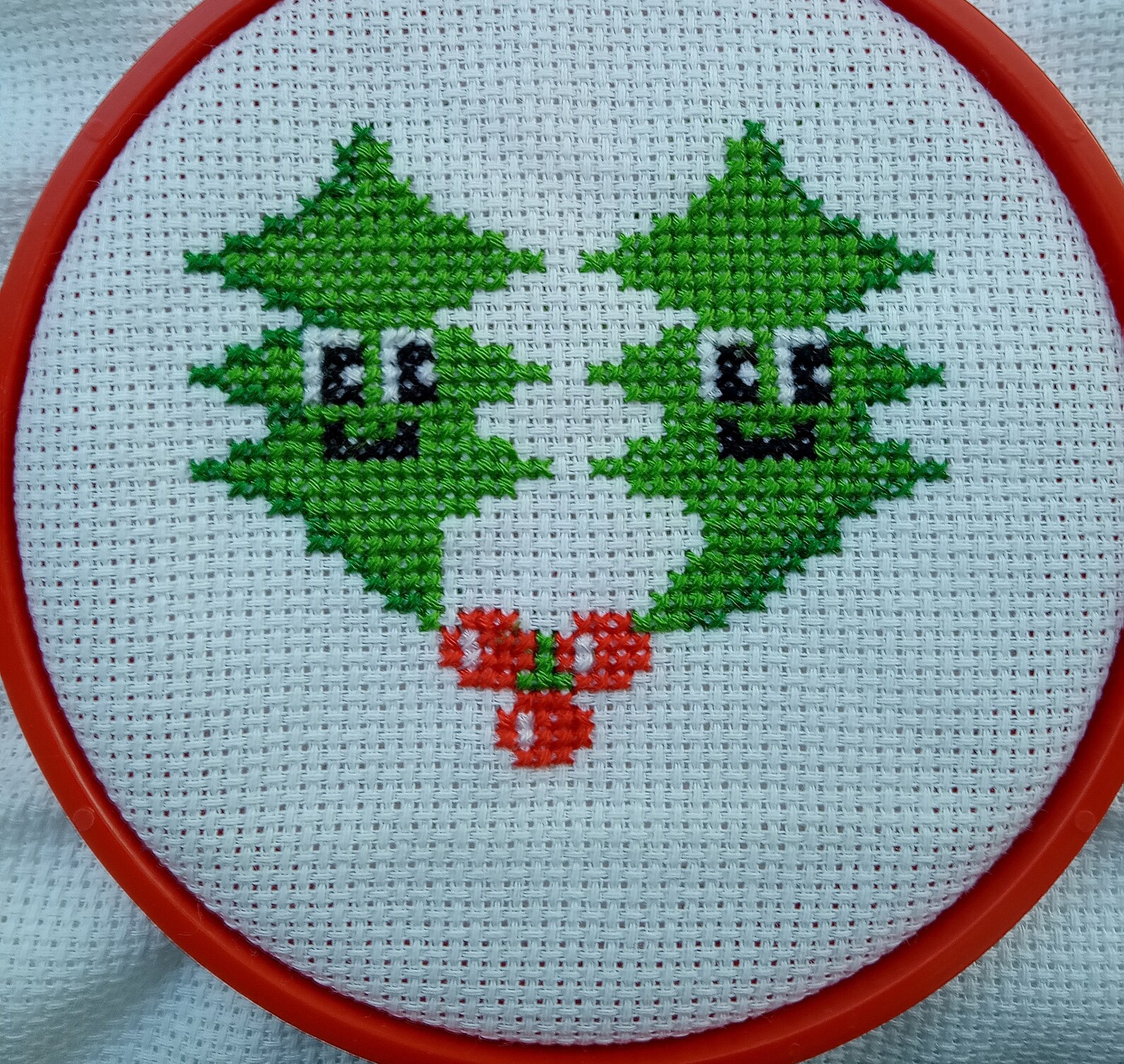 Fun Cross Stitch Pdf Pattern Festive Christmas Holly With Smiley Faces ...