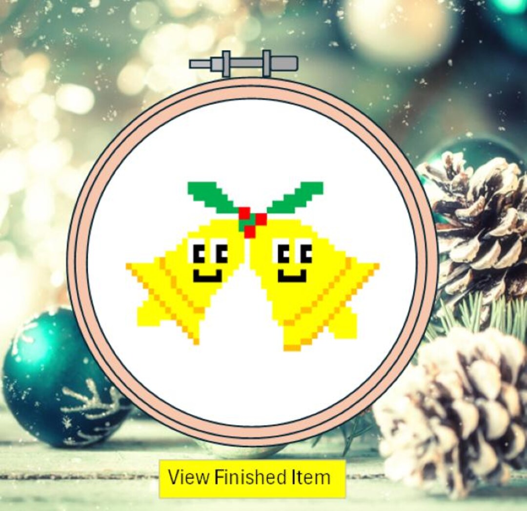 Christmas Bells Cross Stitch Pattern: Smiley Face Holly Design (digital ...
