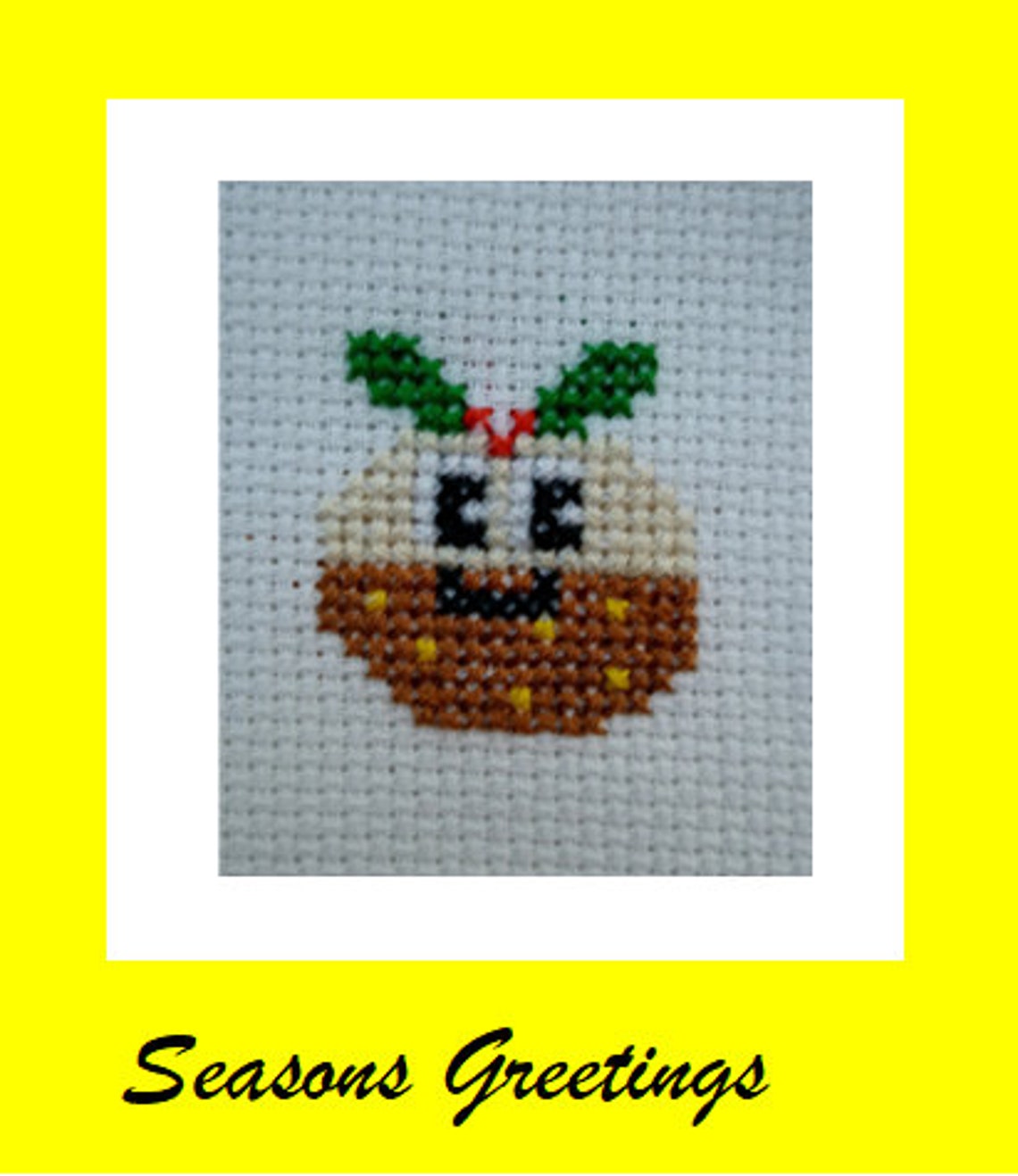 Fun Cross Stitch Pdf Pattern Festive Christmas Pudding With Smiley Face ...
