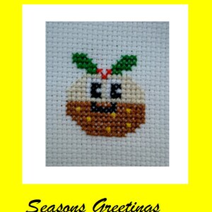 Fun Cross Stitch Pdf Pattern Festive Christmas Pudding With Smiley Face ...