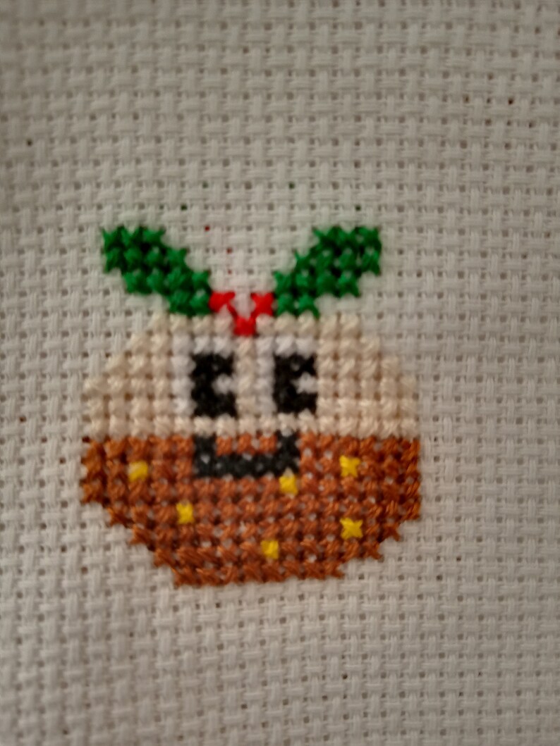 Fun Cross Stitch Pdf Pattern Festive Christmas Pudding With Smiley Face ...