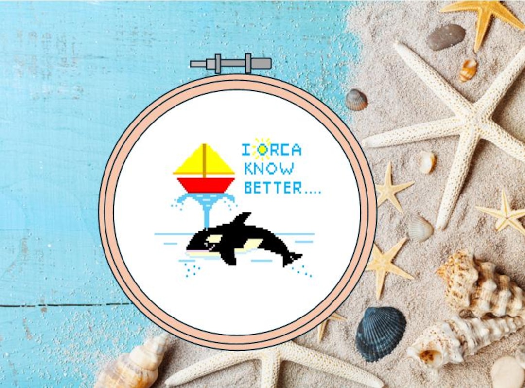 A Pun/play on Words Cross Stitch Pattern. Orca/killer Whale and Boat ...