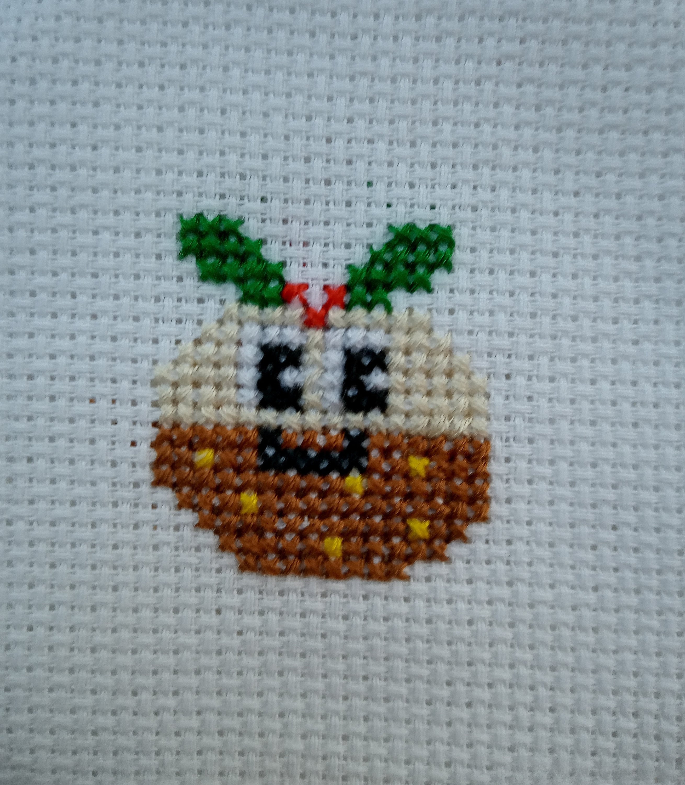 Fun Cross Stitch Pdf Pattern Festive Christmas Pudding With Smiley Face ...
