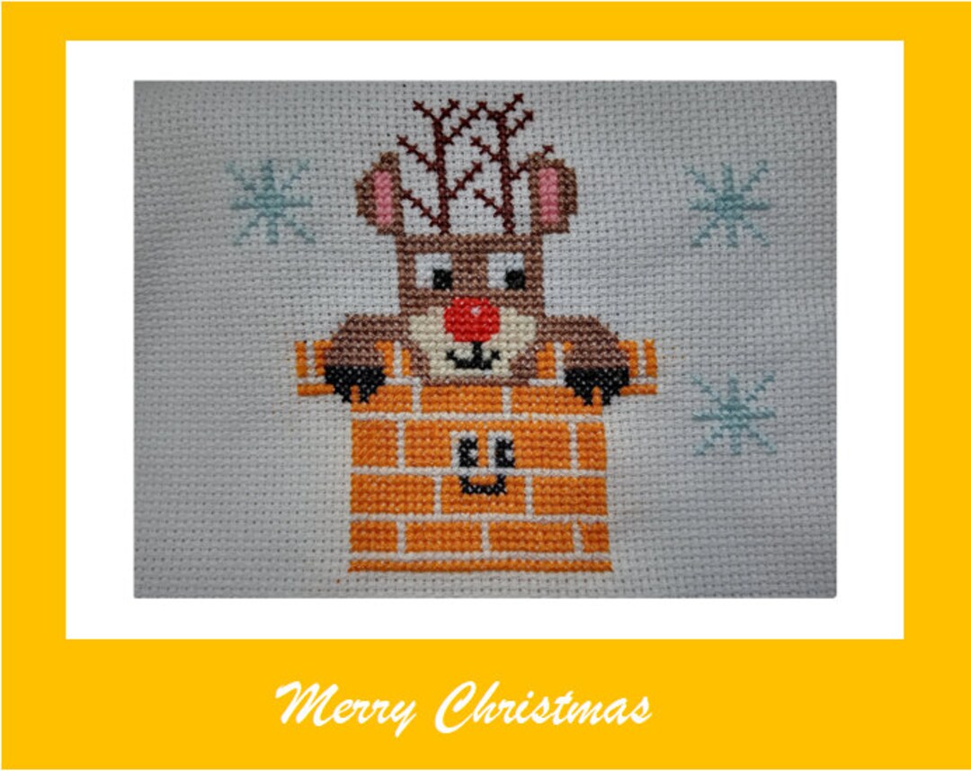 Fun Cross Stitch Pdf Pattern-rudolph the Red Nosed Reindeer Coming Out ...