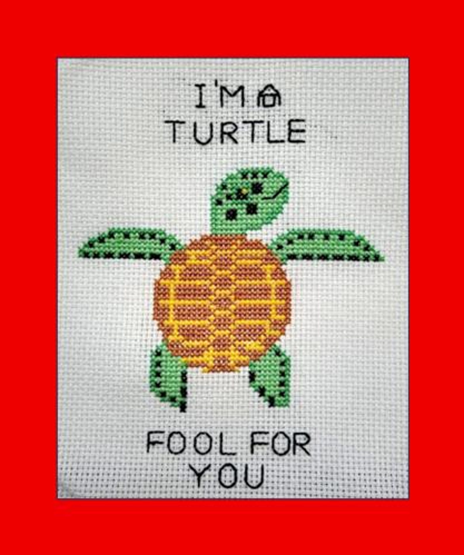 Turtle Fool Cross Stitch Pattern: Pun Sea Life Design (PDF Download - Etsy