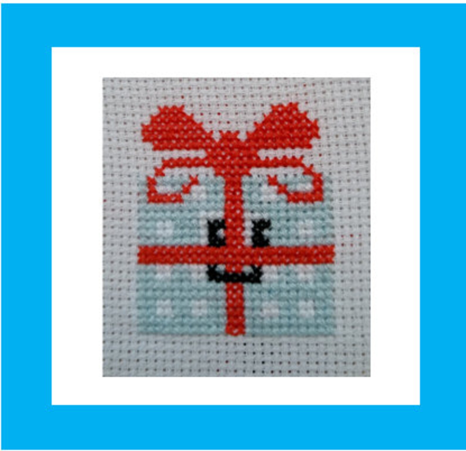 Fun Cross Stitch Pdf Pattern Festive Christmas Present With Smiley Face ...