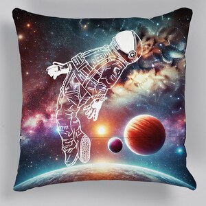 Spaceman Floating in the Stars Cushion. Astronaut Exploring Outer Space ...