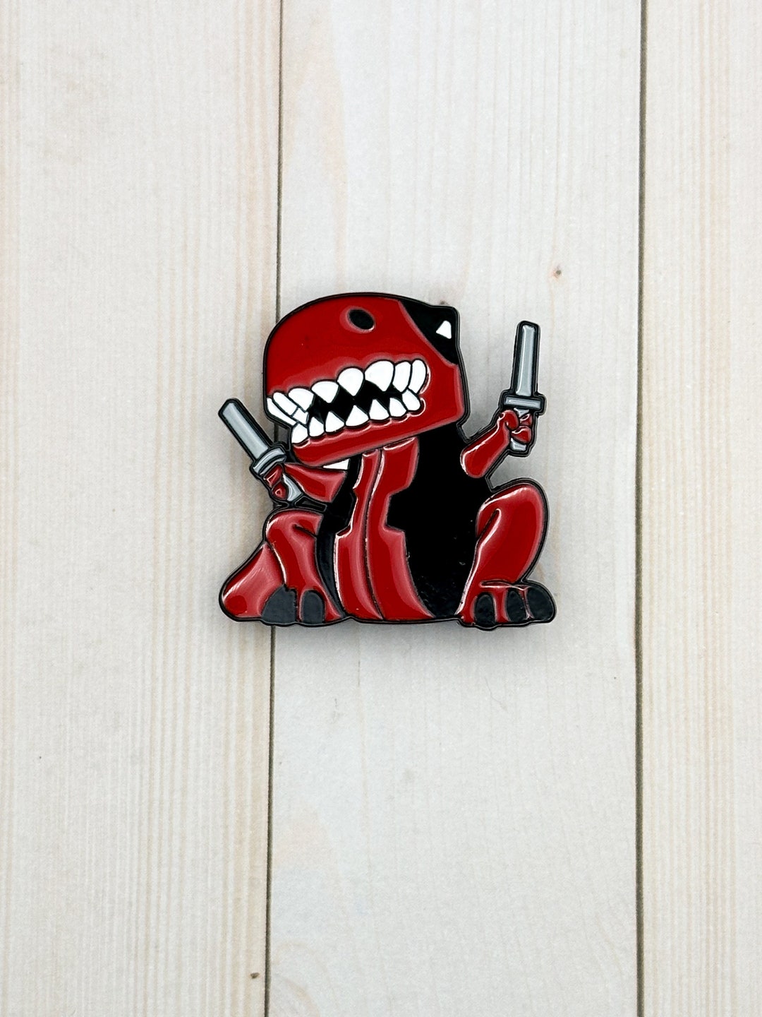 Dinosaur Deadpool T-rex Cosplay Enamel Pin Geeky Comic Book Accessory ...