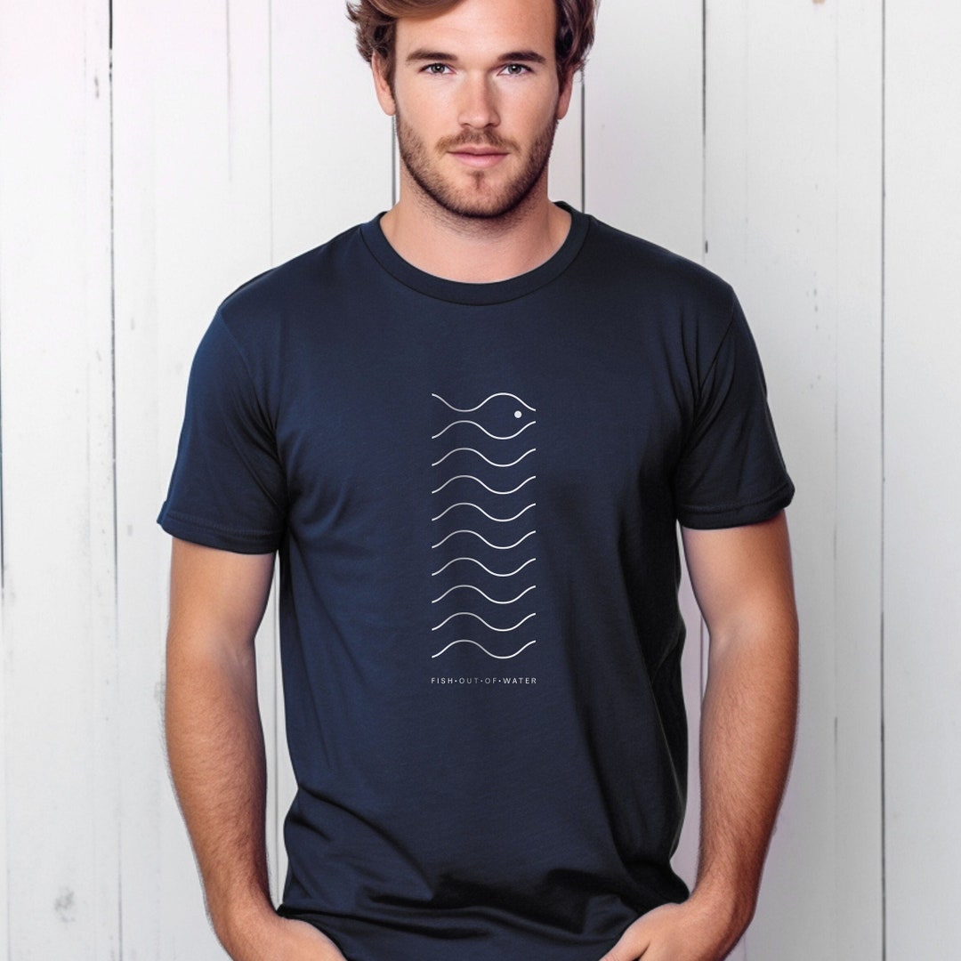 Fish Out of Water Graphic Tee, Wavy Minimal Unisex Tshirt, Gift for ...