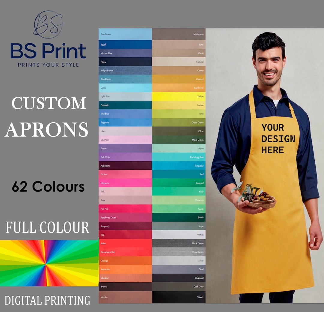 Custom Printed Apron, Personalised Chef Apron, Customised Unisex Apron ...