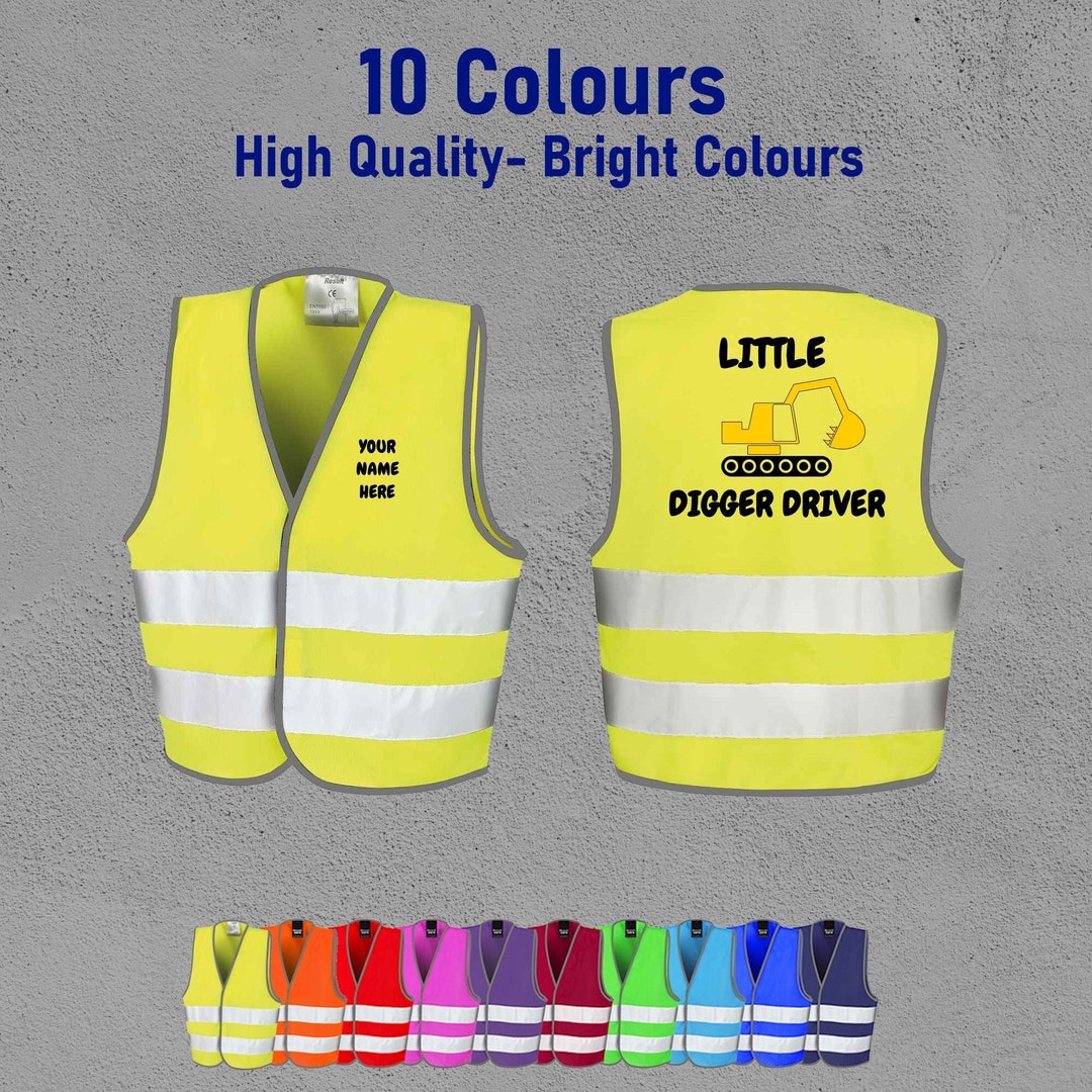 Little Digger Driver Hi Vis Vest, Kids Personalized Hi Vis Vest ...