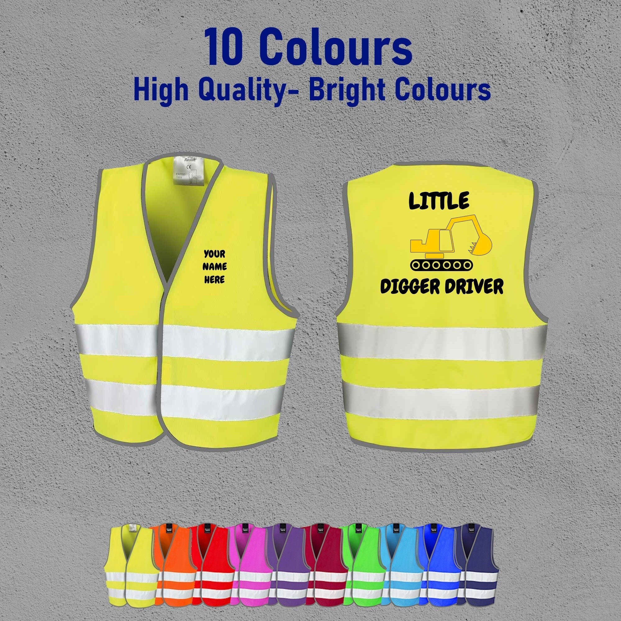 Little Digger Driver Hi Vis Vest, Kids Personalized Hi Vis Vest ...