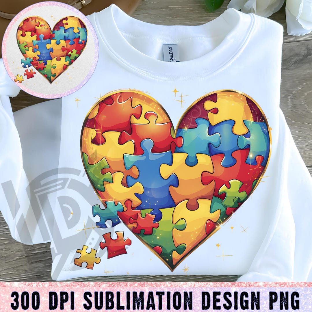 Autism Heart Png, Autism Png, Autism Puzzle Png, Sublimation Designs ...