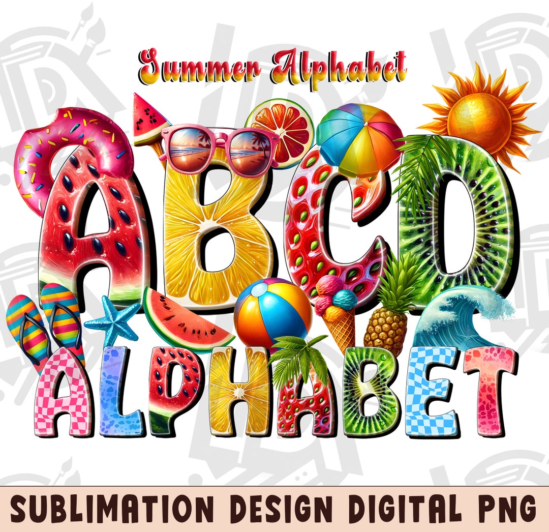 Summer Doodle Alphabet Bundle, Summer Life PNG, Sublimation Design ...