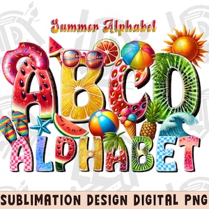 Summer Doodle Alphabet Bundle, Summer Life PNG, Sublimation Design ...