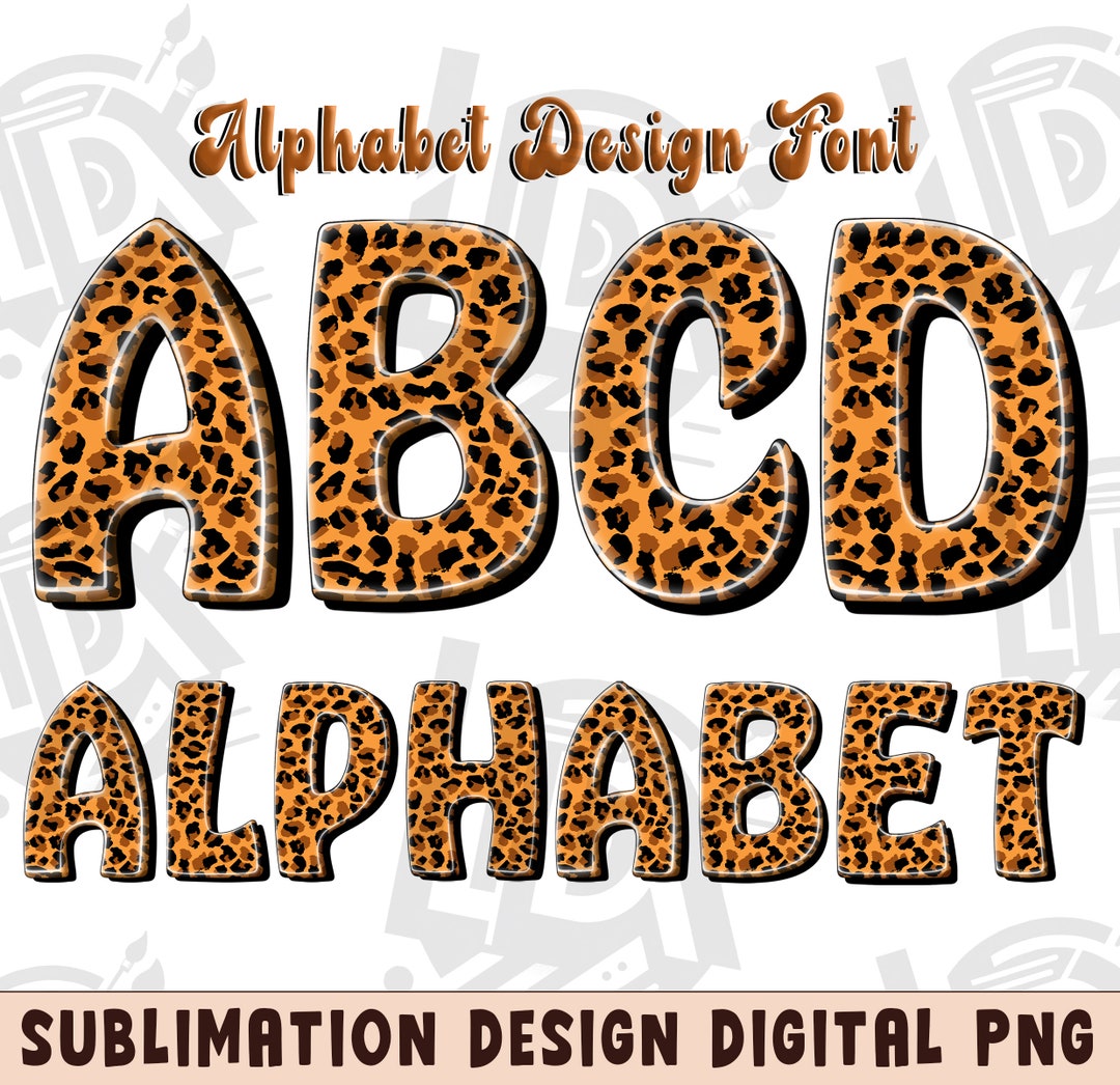 Doodle Alphabet Bundle, Leopard Pattern Alphabet PNG, Alphabet Font Png ...