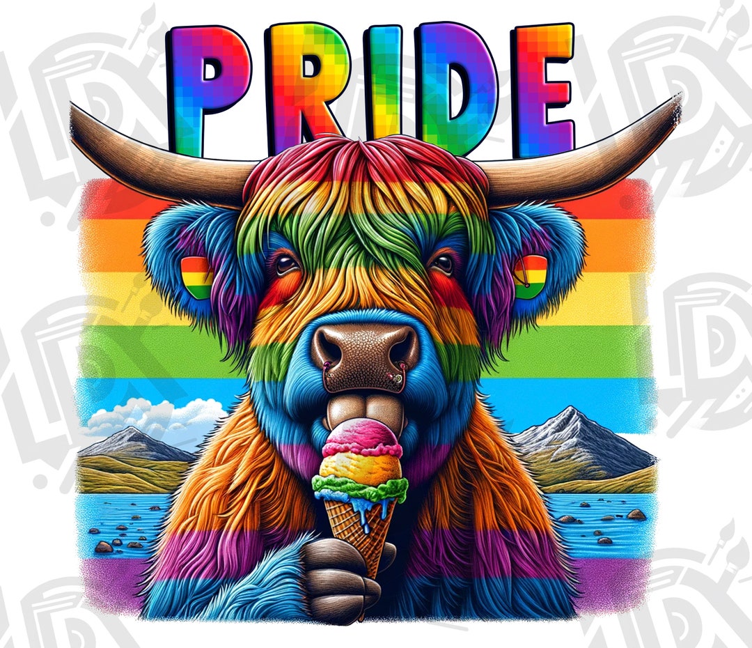 Highland Cow Pride PNG, Funny Cow Png, Pride Month, LGBTQ Png, Pride ...