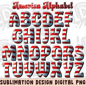 Patriotic Alphabet Png, 4th of July Alphabet Png, Doodle Letters Png ...