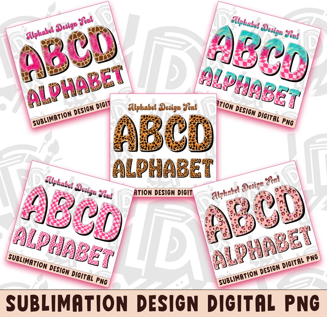 Doodle Alphabet Bundle, Giraffe Pattern Alphabet PNG, Alphabet Font ...