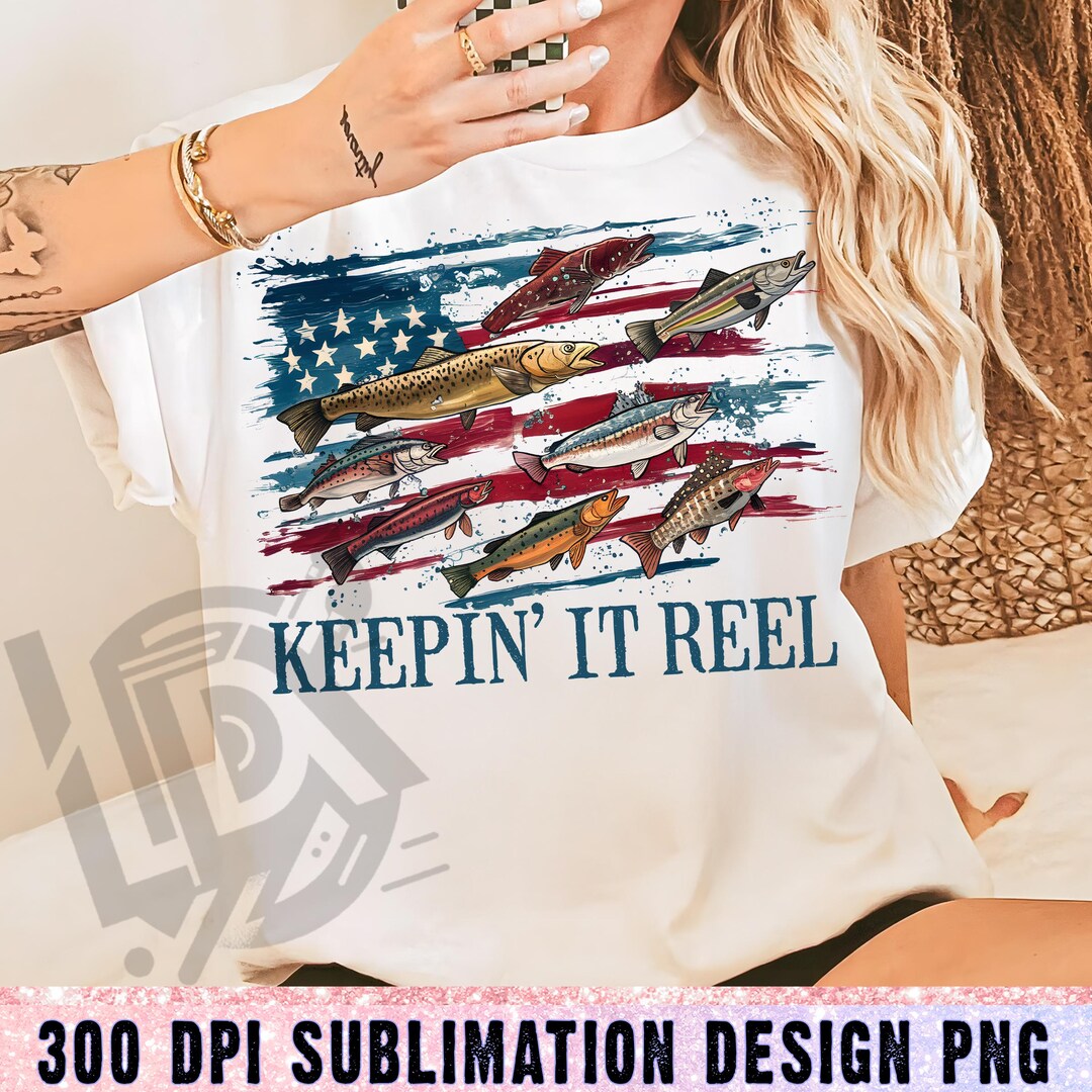 America Fish Flag Png, Keepin' It Reel Png, Fish Hunter Png, Retro ...