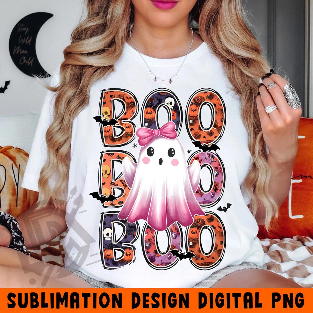 Boo Ghost PNG, Halloween Cute Ghost Png, Retro Halloween Png, Halloween ...