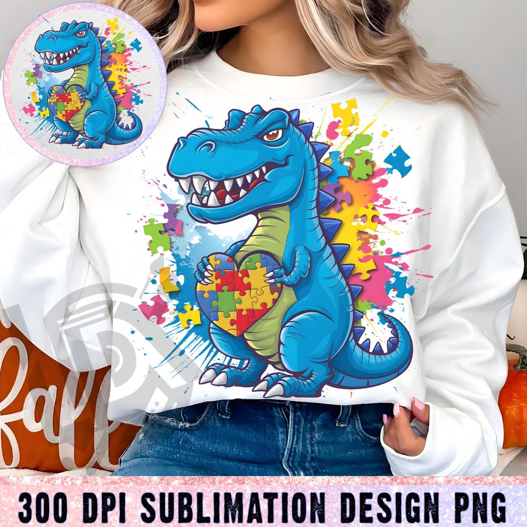Autism Awareness Dinosaur Png, Embrace Differences Autism Dinosaur, T ...