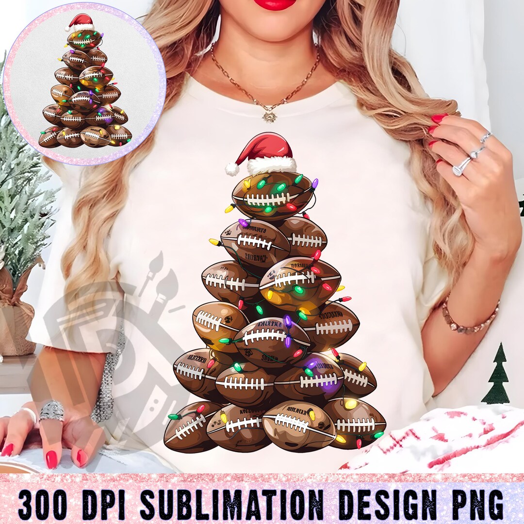 Christmas Football Tree Png, Sublimation Png, Christmas Lights Png ...