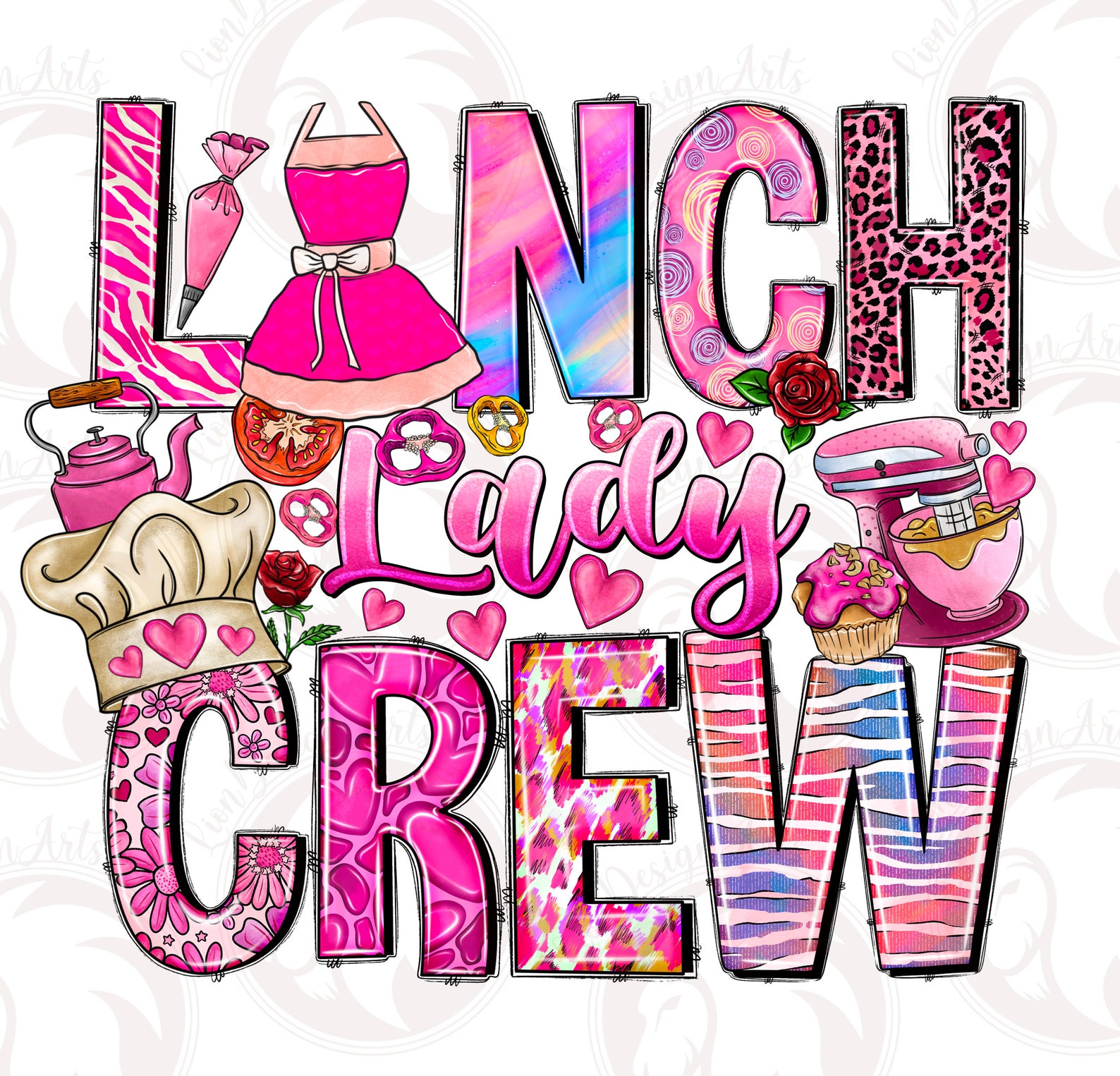 Lunch Lady Crew Png, Lunch Lady Valentine Png, Sublimation Design ...