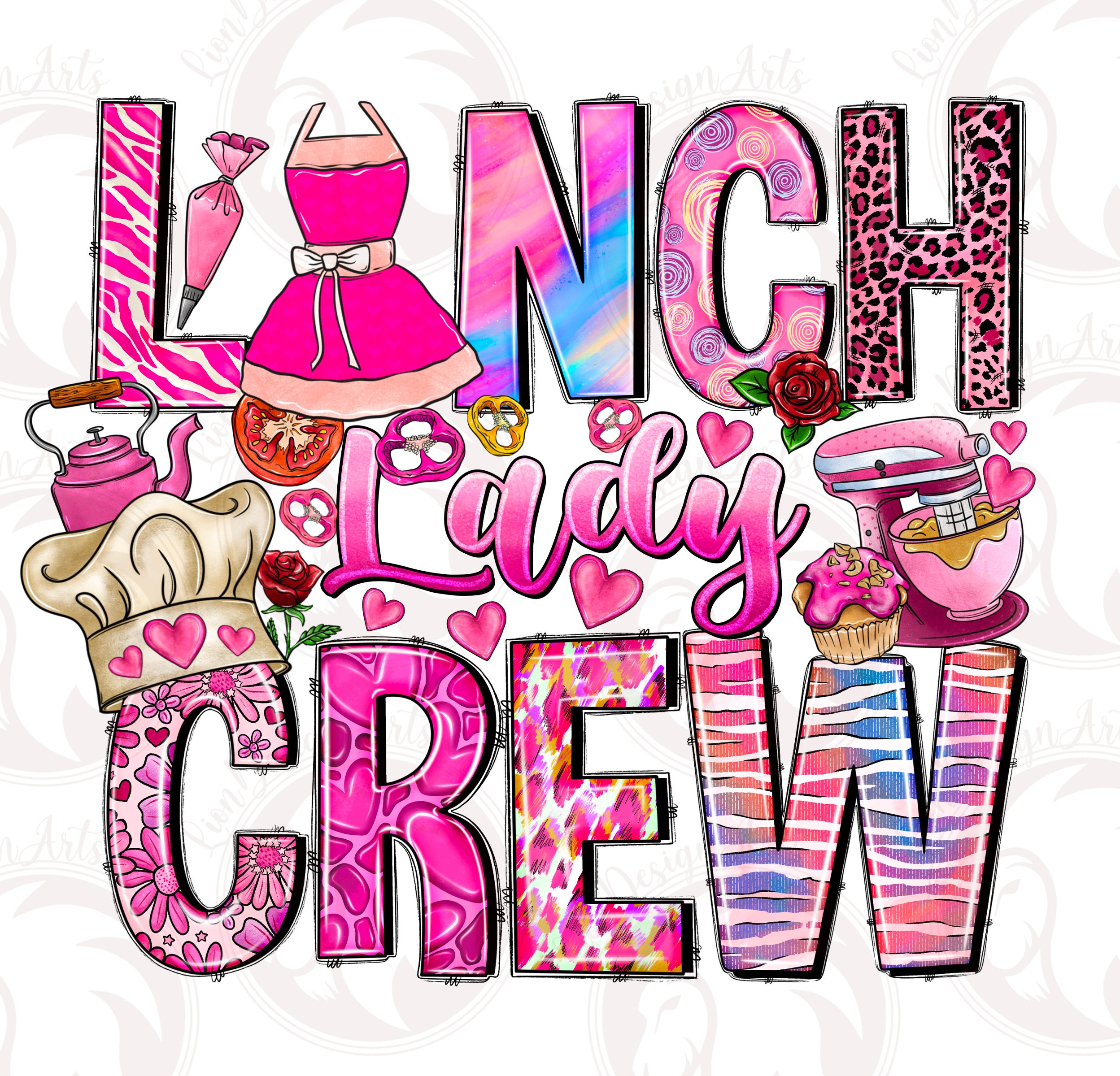 Lunch Lady Crew Png Lunch Lady Valentine Png Sublimation Design