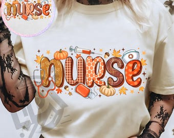 Fall Nurse Png, Nursing Png, Nurse Pumpkins Png, Retro Nurse Png ...