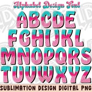 Doodle Alphabet Bundle, Checkers Pattern Alphabet PNG, Turquoise ...