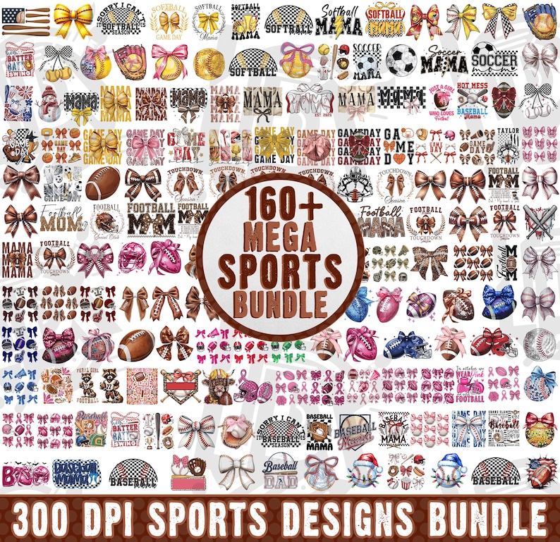 160+ Sports Bundle Png, Game Day Bundle Png, Softball Bundle Png ...